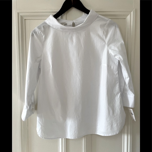 Talbots | Tops | Nwt Talbots Classic White Blouse With Audrey Neckline ...